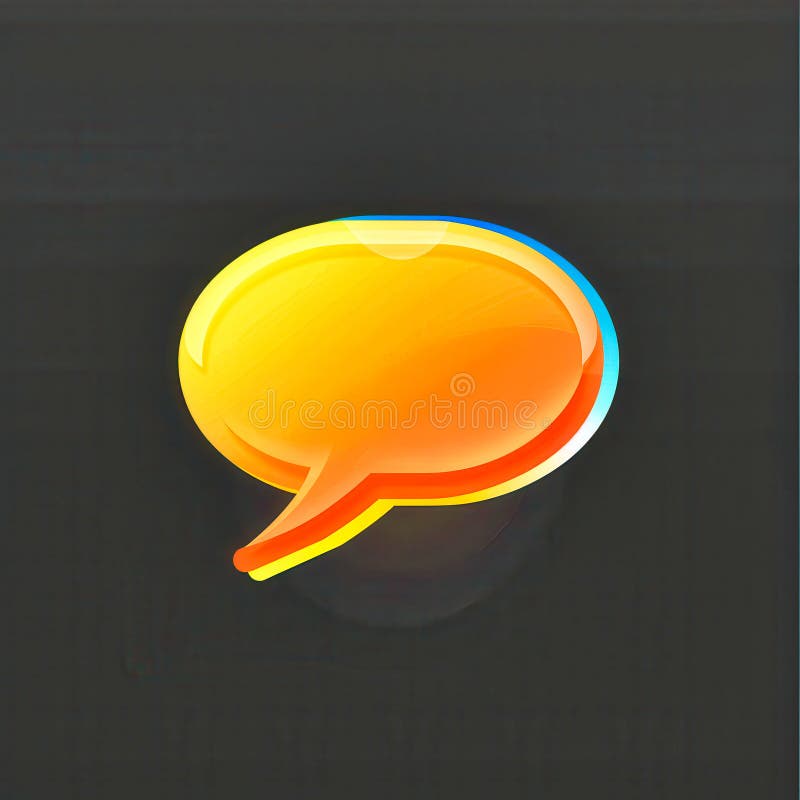 A Glowing Speech Bubble with an Orange Gradient and a Blue Outline on a ...