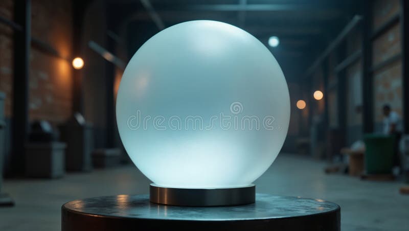 Glowing Sphere with Ambient Light in Industrial Setting Stock ...