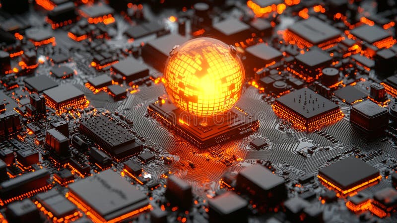 Glowing Circuit Sphere stock image. Image of bright - 337096127