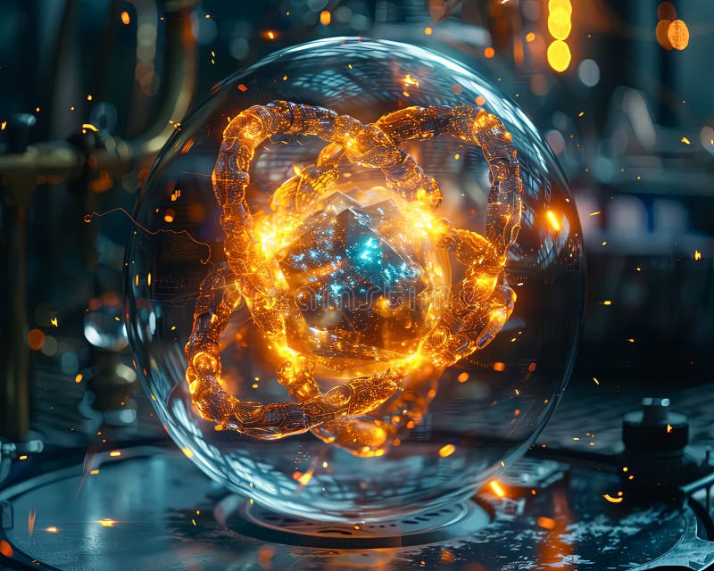 A Glowing Sphere with a Bright Orange Center. Stock Image - Image of ...
