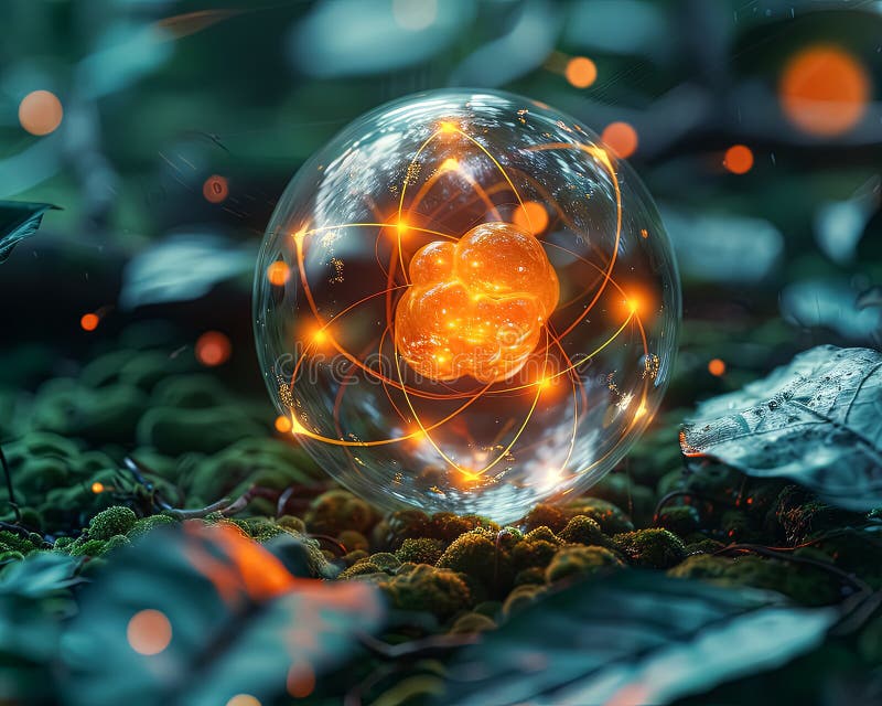 A Glowing Sphere with a Bright Orange Center. Stock Photo - Image of ...