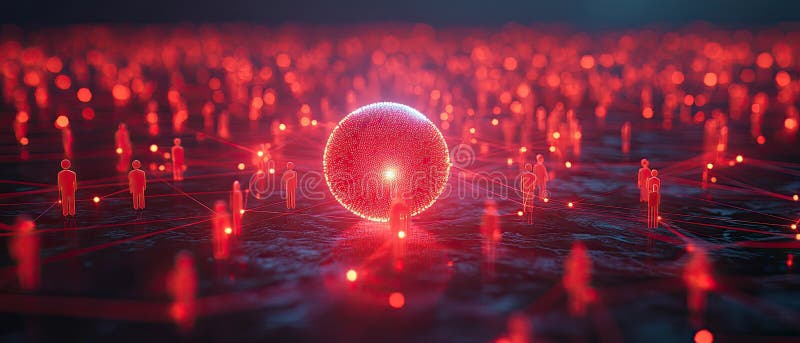 Connected Red Figures Around Radiant Sphere Stock Illustration ...