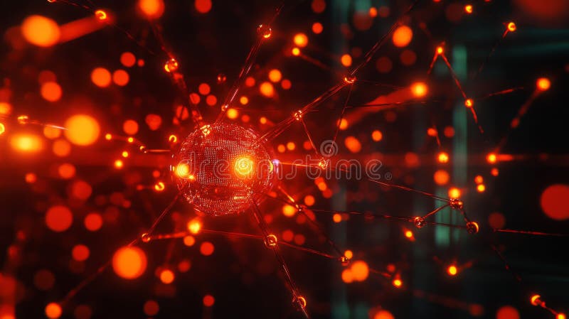 Glowing Sphere Connected by Lines of Light Stock Illustration ...