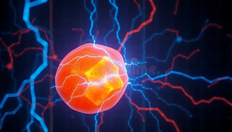 The Glowing Sphere with Electrical Charges and Lighting Strikes Stock ...