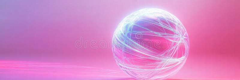 Digital Sphere Glowing with Colorful Light Trails in a Soft Gradient ...