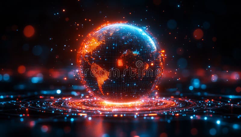 A Glowing Sphere with a Globe on Top of it Stock Image - Image of ...