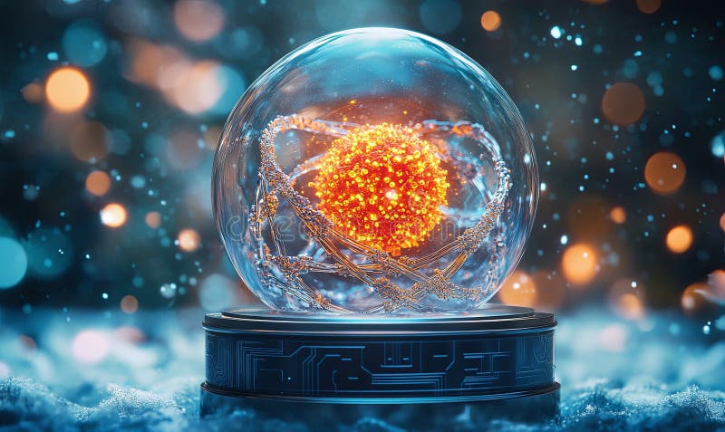 A Glowing Sphere Inside a Glass Ball. the Sphere is Ai Stock Photo ...
