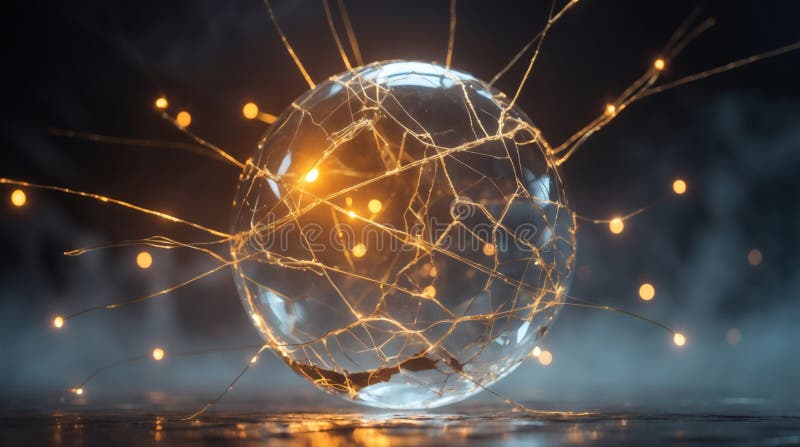 Glowing Sphere with Intricate Web of Light, Creating a Mesmerizing ...
