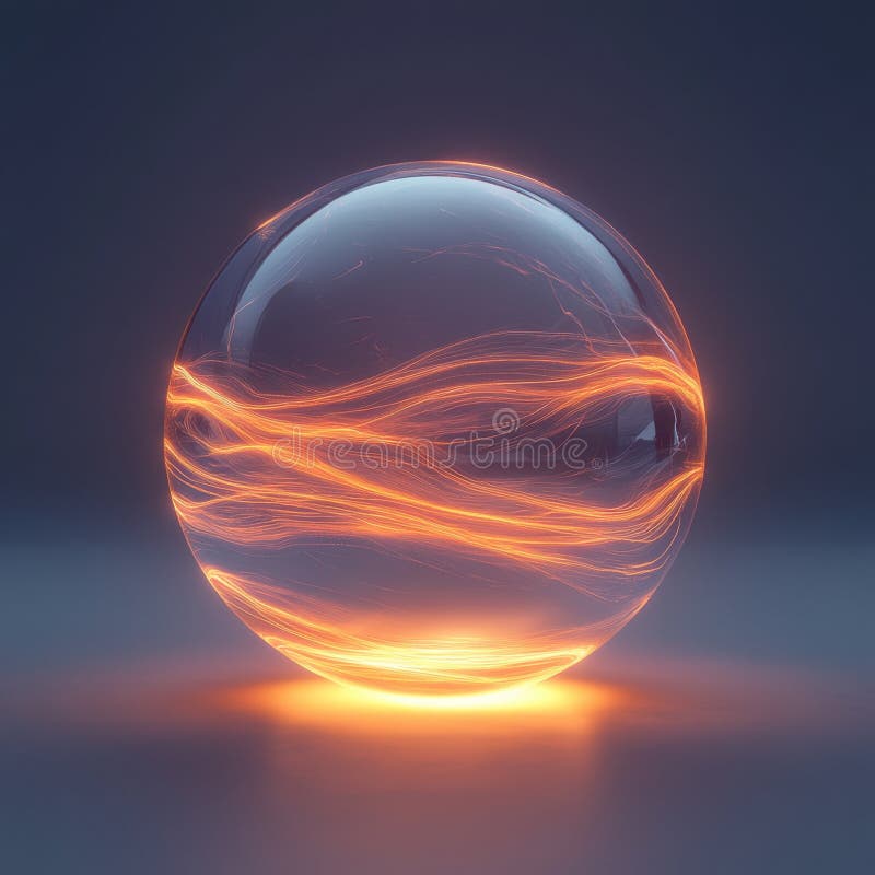 Glowing Sphere Light Sits Dark Surface Stock Photos - Free & Royalty ...