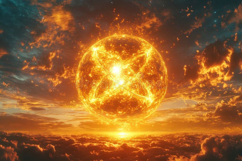 A Glowing Sphere Lights Up the Sunset Sky Above the Clouds in a ...