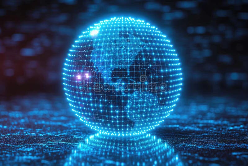 A Glowing Sphere with a Map of the World on it Stock Illustration ...