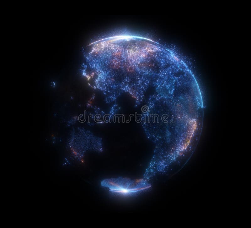 Glowing Sphere with a Map of the World from Particles Stock ...