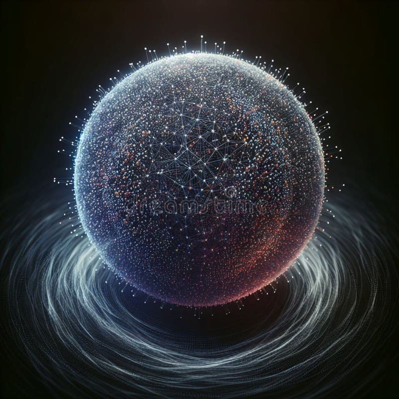 A Glowing Sphere with a Network of Lines Evokes a Digital Network or ...