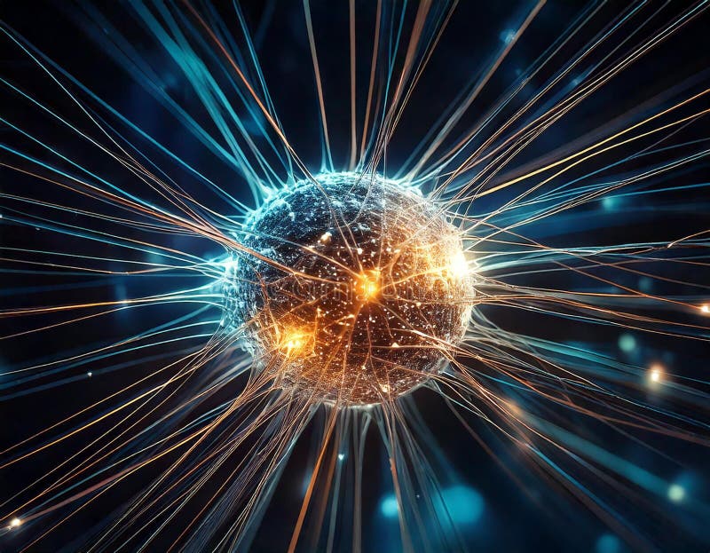 A Glowing Sphere with a Network of Lines Surrounding it Stock Image ...