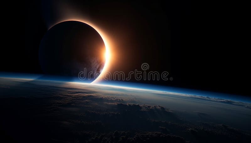 Glowing Sphere Orbiting Planet Earth in the Dark Stratosphere Generated ...