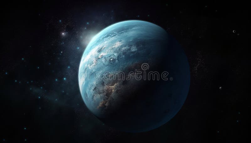 Glowing Sphere Orbits Dark Blue Galaxy Galaxy Generated by AI Stock ...