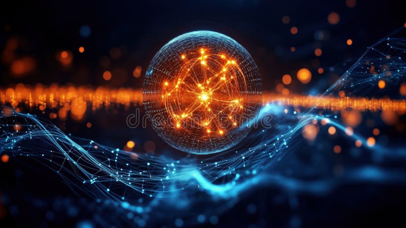 Glowing Sphere Representing Quantum Computing with Vibrant Particles ...