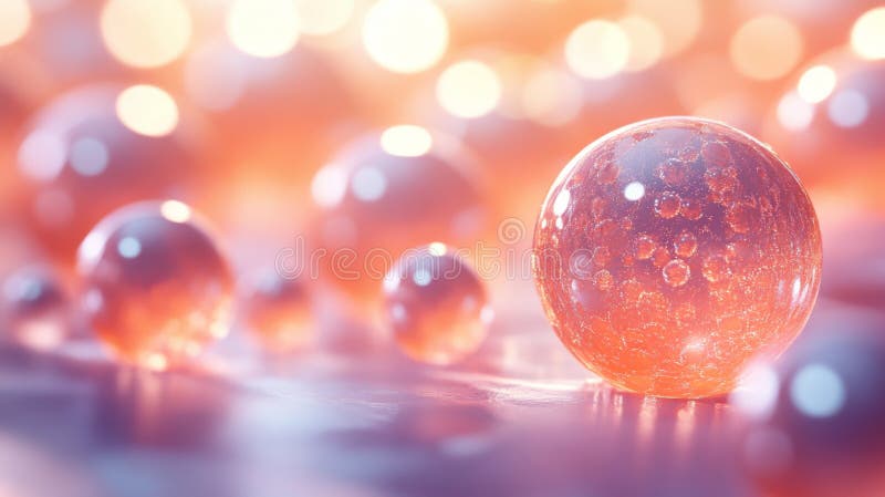 Glowing Spheres Resting on a Soft Surface Stock Illustration ...