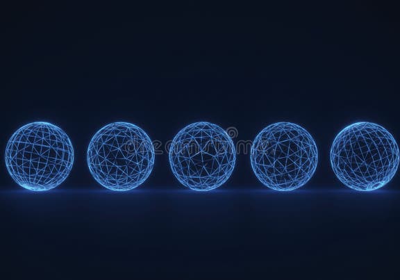 Glowing Spheres in Row on Dark Background Abstract Design Stock ...