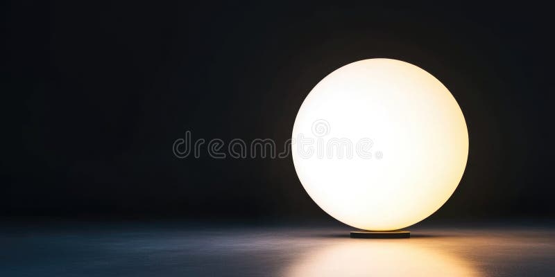 Glowing Spherical Lamp on Dark Surface Illuminating Minimalistic Space ...