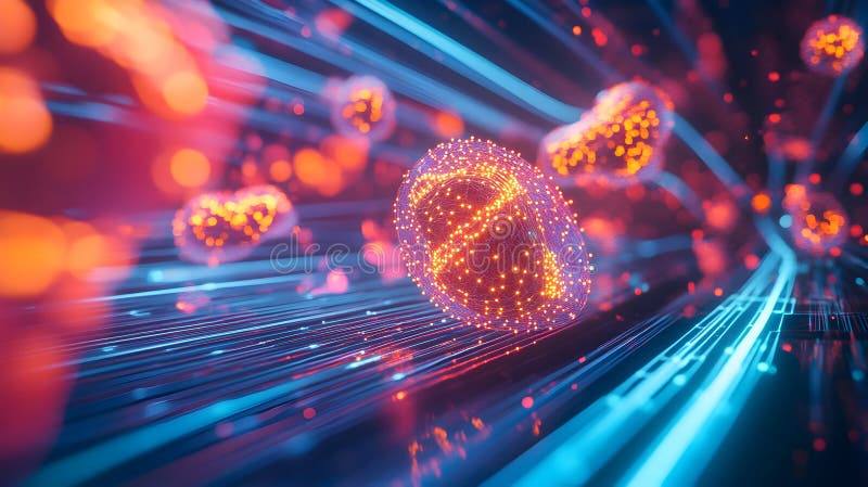 Glowing Spherical Nodes Connected by Light Trails, Illustrating Fast ...