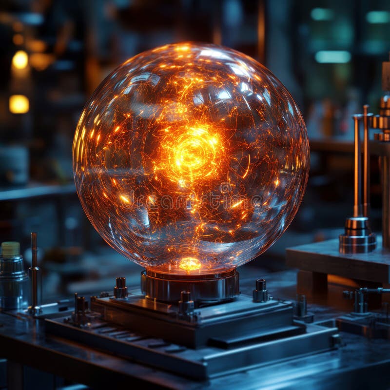 A Glowing, Spherical Object is Depicted in a Workshop Setting with ...