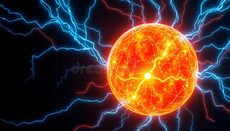 A Glowing Spherical Object with Electric Bolts Around it Stock ...