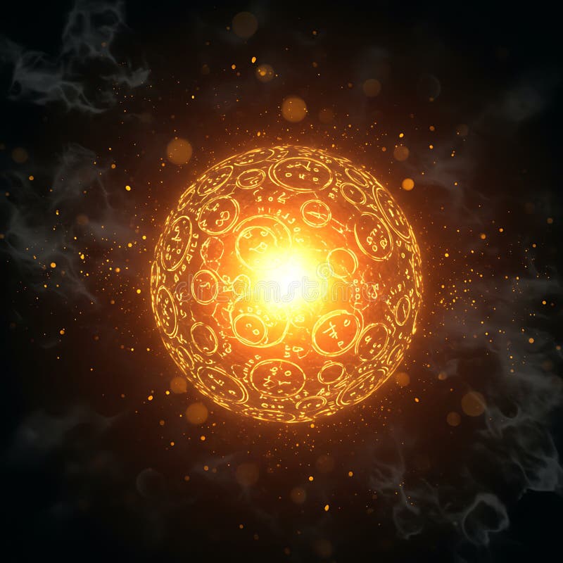 A Glowing, Spherical Object with Intricate Symbols and Patterns ...