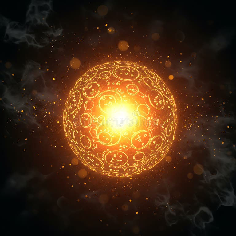 A Glowing, Spherical Object with Intricate Symbols and Patterns ...