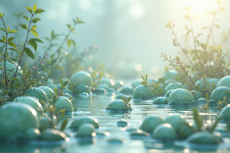Glowing Spherical Plants in Enchanting Morning Light Stock Image ...