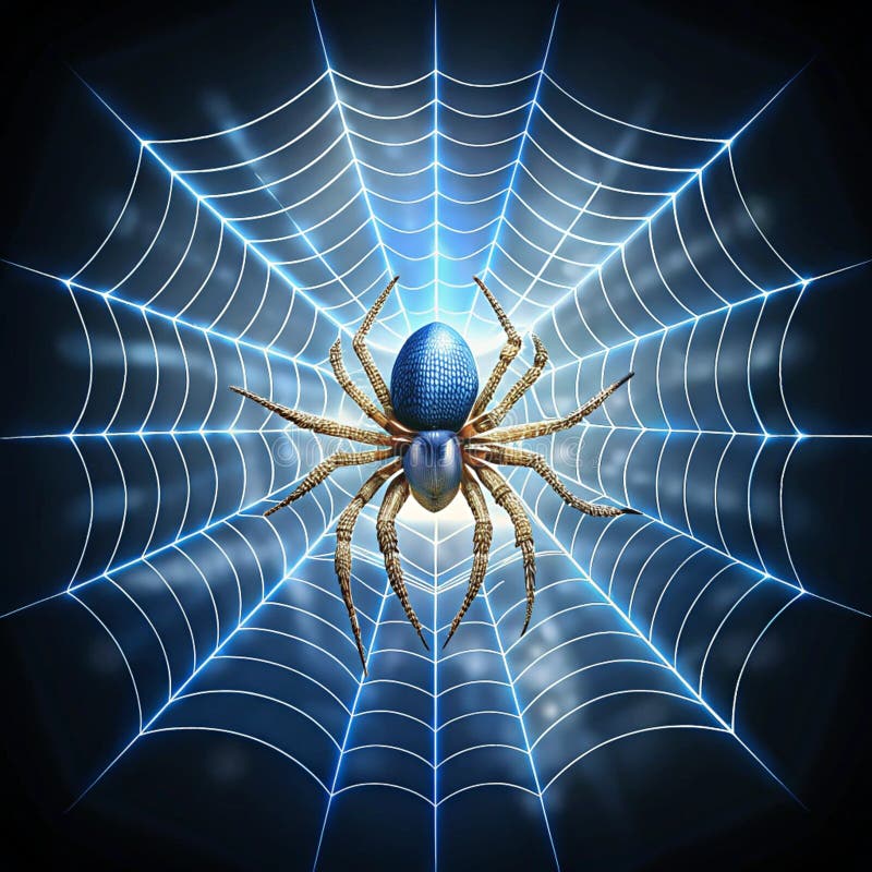 Floating Glowing Spider with Transparent Web Stock Illustration ...