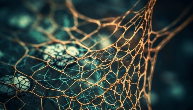 Glowing Spider Web Decoration, Futuristic Molecular Pattern Generated ...