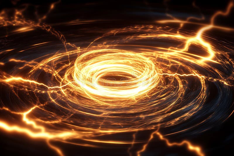 Glowing Spiral Energy Vortex with Lightning Stock Illustration ...