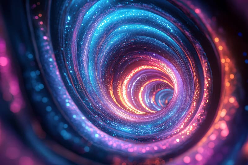 Glowing Spiral Tunnel: a 3D Animation Ai Stock Illustration ...