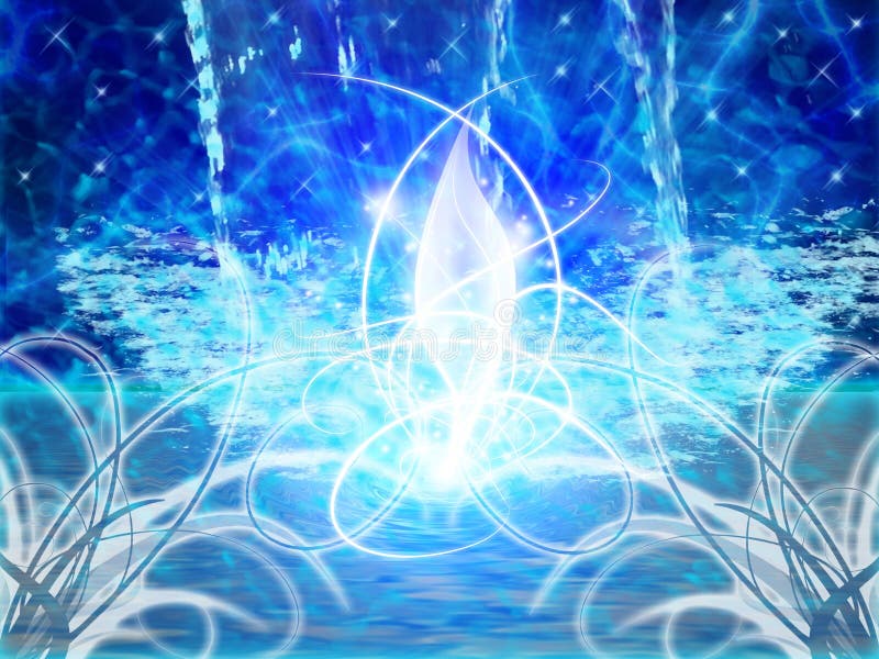 Glowing and Splash Water Fall Stock Illustration - Illustration of glow ...