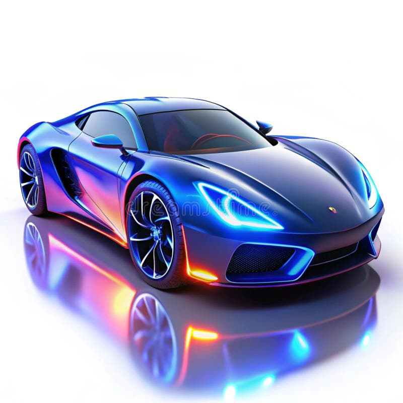 Glowing Sports Car with Rotating Wheels Stock Illustration ...
