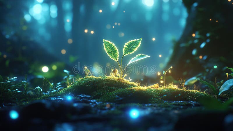 Glowing Sprout Mystical Forest Night Stock Photos - Free & Royalty-Free ...