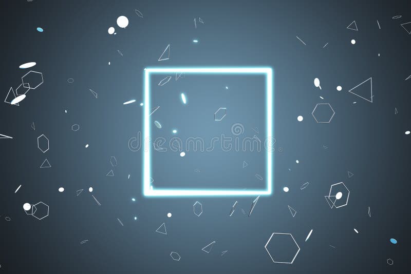 Glowing Square Frame with Glitter Sparkle and Stars. Christmas Shining ...