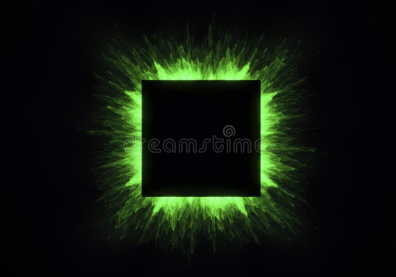Glowing Square Frame with Light Burst on Dark Background Stock ...