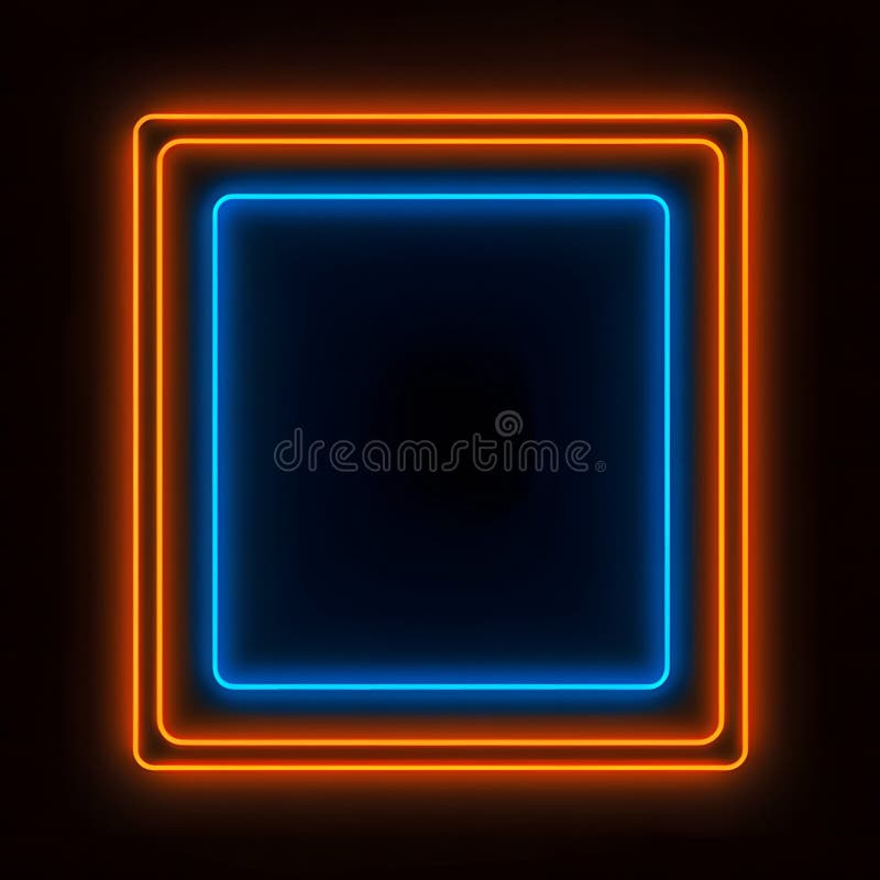 Glowing Square Neon, Orange Light. Bright Square Neon Frame Stock ...