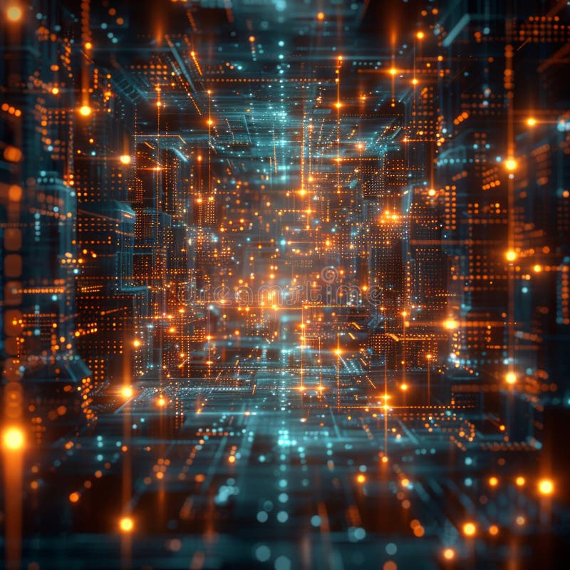 Glowing Squares and Lights Interplay on a Glassy Surface, Creating an ...