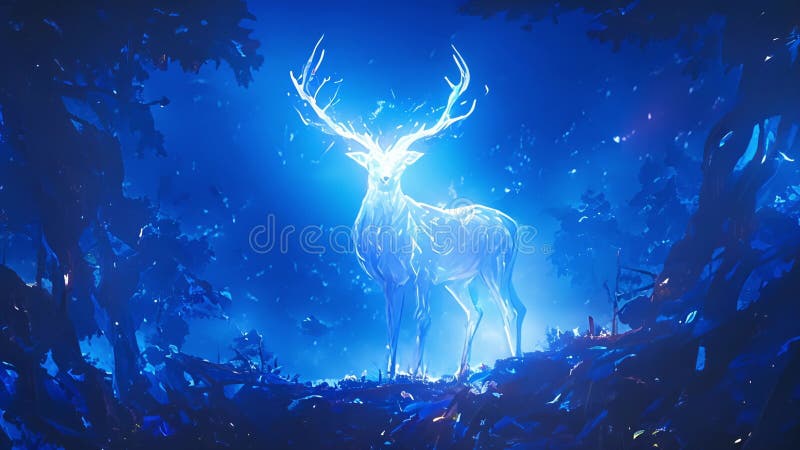 A Glowing Stag with an Ethereal Translucent Body Representing the ...