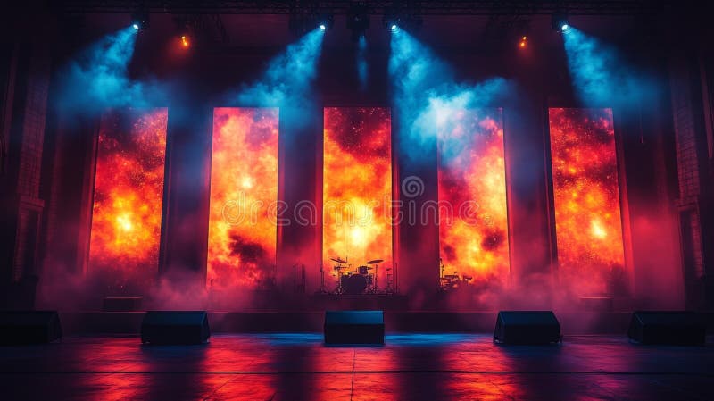 A Glowing Stage with LED Panels Displaying Vibrant Visuals during a ...