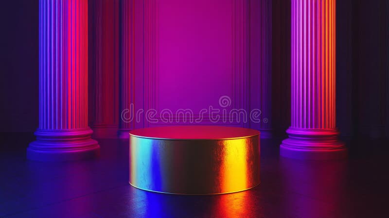 A Glowing Stage, Vivid Colors, and Traditional Pillars Stock Image ...