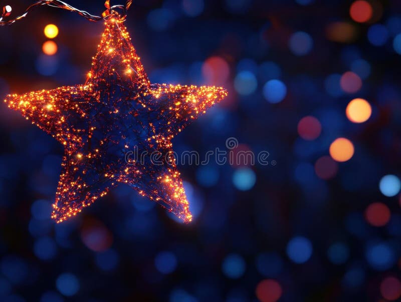 Glowing Star with Bokeh Lights, Festive, Nighttime, Abstract Stock ...