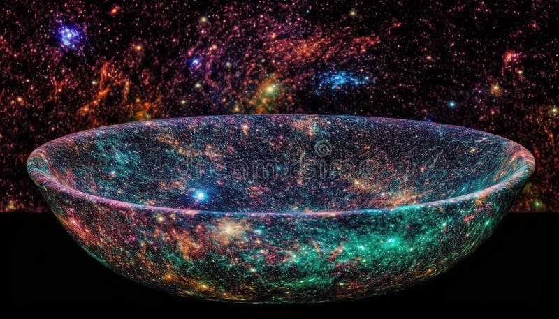 A Glowing Star Bowl Orbits the Multi Colored Nebula Galaxy Generated by ...