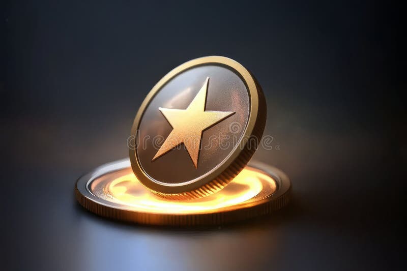 Glowing Star Coin with Metallic Finish, Symbolizing Value and ...