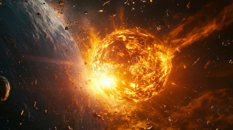 Glowing Star Engulfed in Fiery Explosion in Outer Space Stock Photo ...