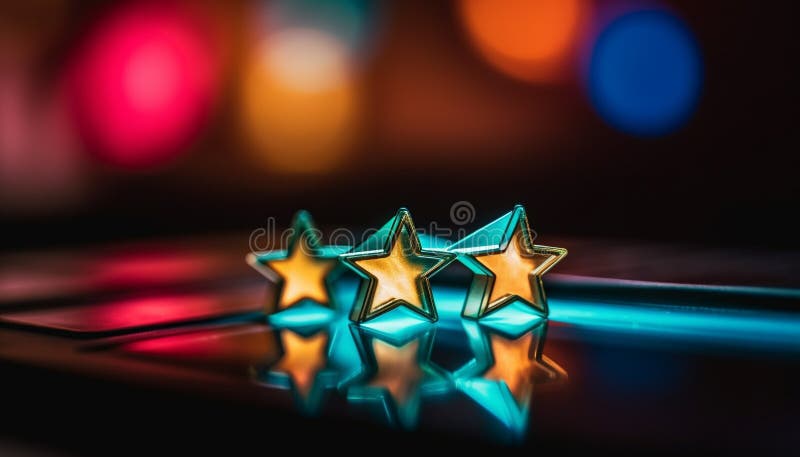 Glowing Star Shape Shines on Shiny Night, Gold Success Illuminated ...