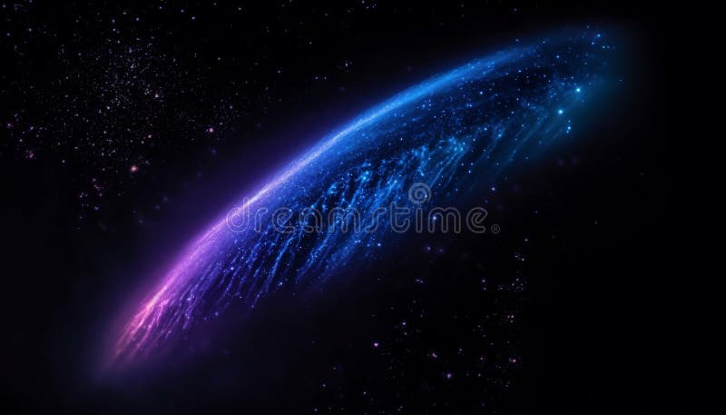 Glowing Star Shapes Orbiting in Deep Blue Galaxy Backdrop Generated by ...